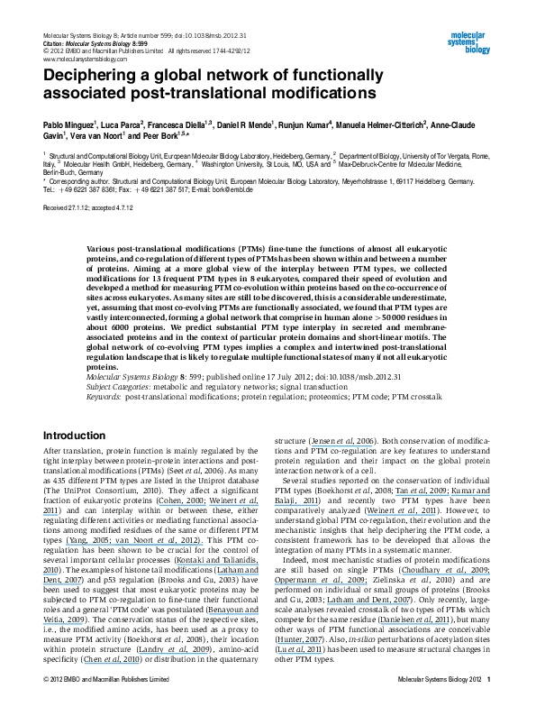 Pdf Deciphering A Global Network Of Functionally Associated Post
