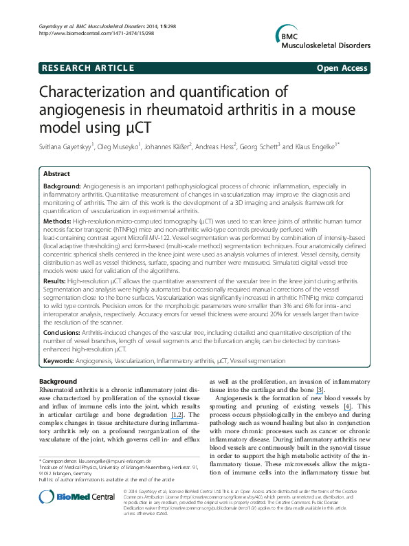 (PDF) Characterization and quantification of angiogenesis in rheumatoid ...
