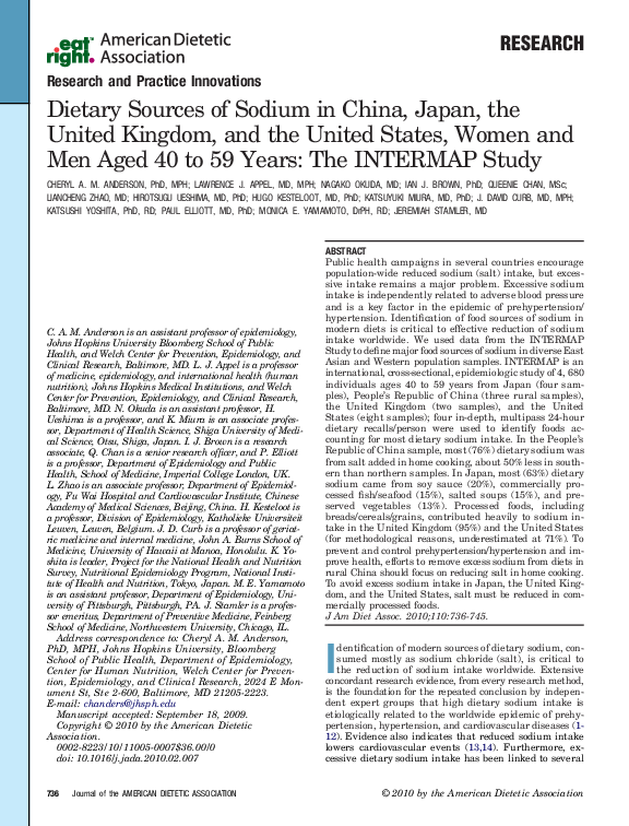 (PDF) Dietary Sources of Sodium in China, Japan, the United Kingdom ...