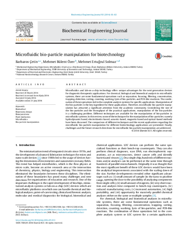 (PDF) Microfluidic bio-particle manipulation for biotechnology