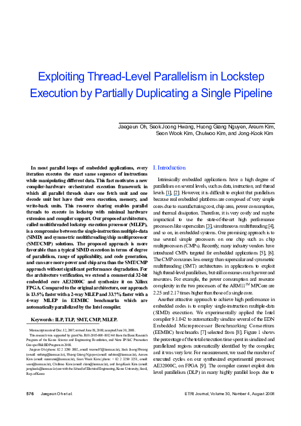 Pdf Exploiting Thread Level Parallelism In Lockstep Execution By 8159