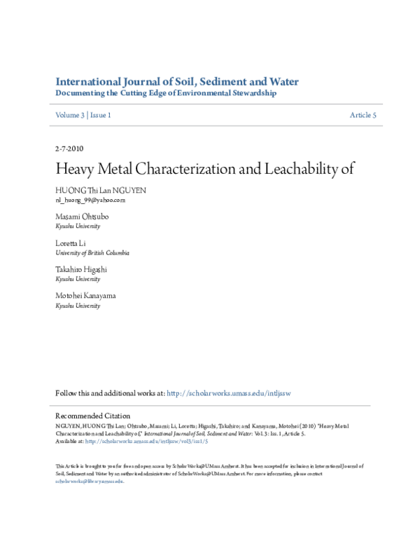 Heavy Metal Characterization and Leachability of