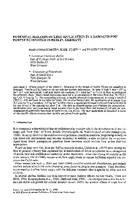 (PDF) Potential hazards of lime application in a damaged pine forest ...