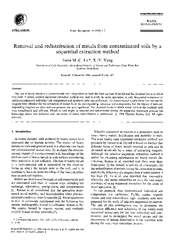 (PDF) Removal and redistribution of metals from contaminated soils by a ...