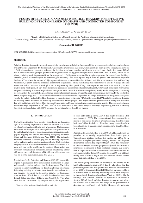 Pdf Fusion Of Lidar Data And Multispectral Imagery For Effective Building Detection Based On