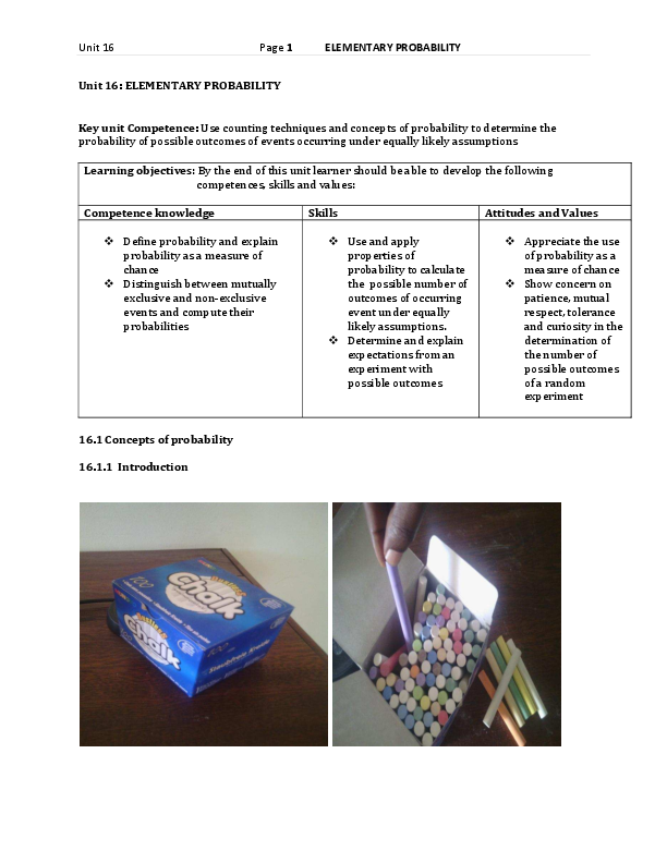 (PDF) Unit 16 ELEMENTARY PROBABILITY PDF