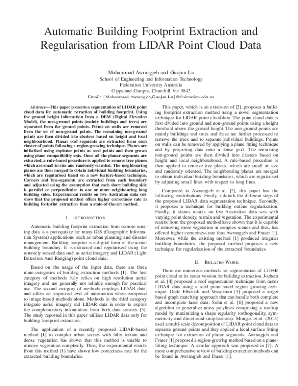 Pdf Automatic Building Footprint Extraction And Regularisation From