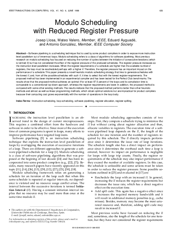 (PDF) Module scheduling with reduced register pressure