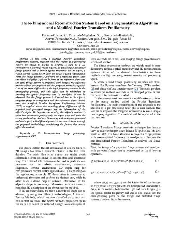 Pdf Three Dimensional Reconstruction System Based On A Segmentation