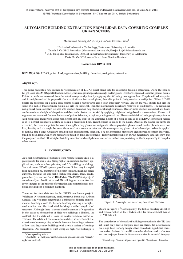 Pdf Automatic Building Extraction From Lidar Data Covering Complex