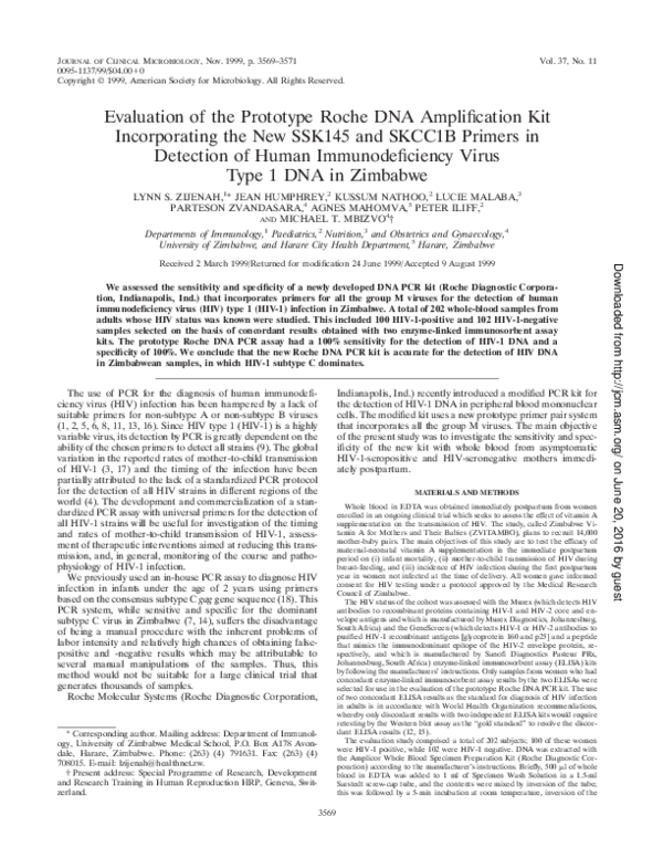 (PDF) Evaluation of the prototype Roche DNA amplification kit ...