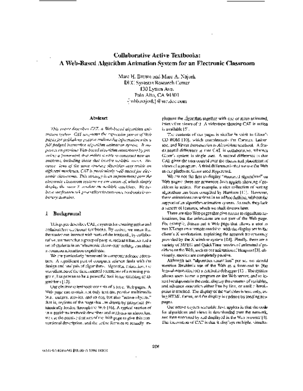 Pdf Collaborative Active Textbooks A Web Based Algorithm Animation System For An Electronic 