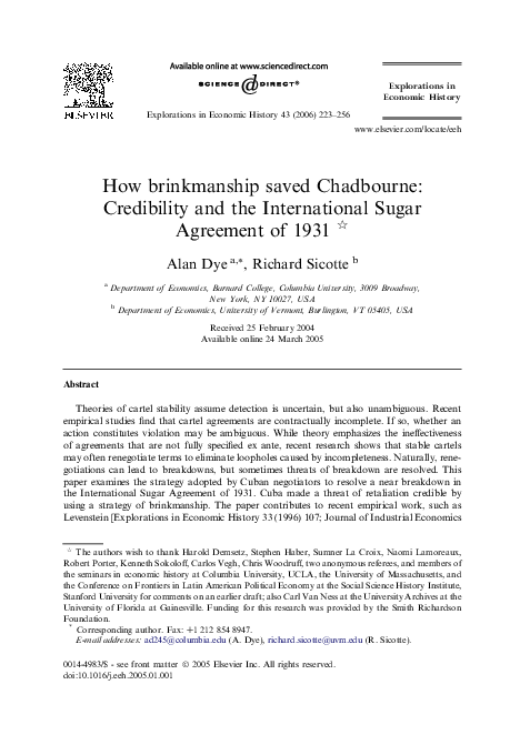 (PDF) How brinkmanship saved Chadbourne: Credibility and the ...
