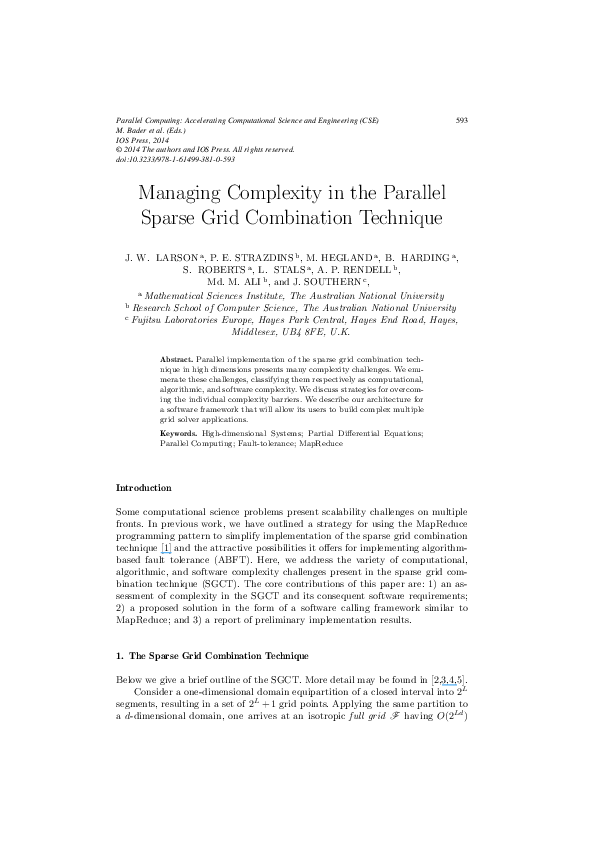 Pdf Managing Complexity In The Parallel Sparse Grid Combination Technique