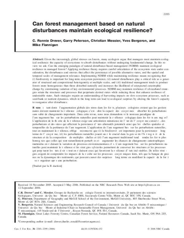 (PDF) Can forest management based on natural disturbances maintain ...