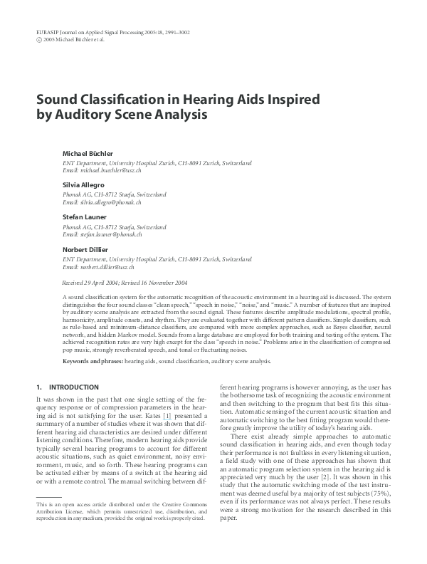(PDF) Sound Classification in Hearing Aids Inspired by Auditory Scene ...
