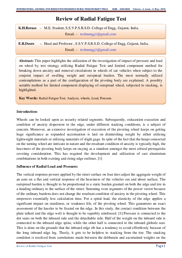 (PDF) Review of Radial Fatigue Test