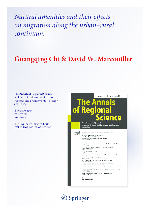 Pdf Natural Amenities And Their Effects On Migration Along The Urban