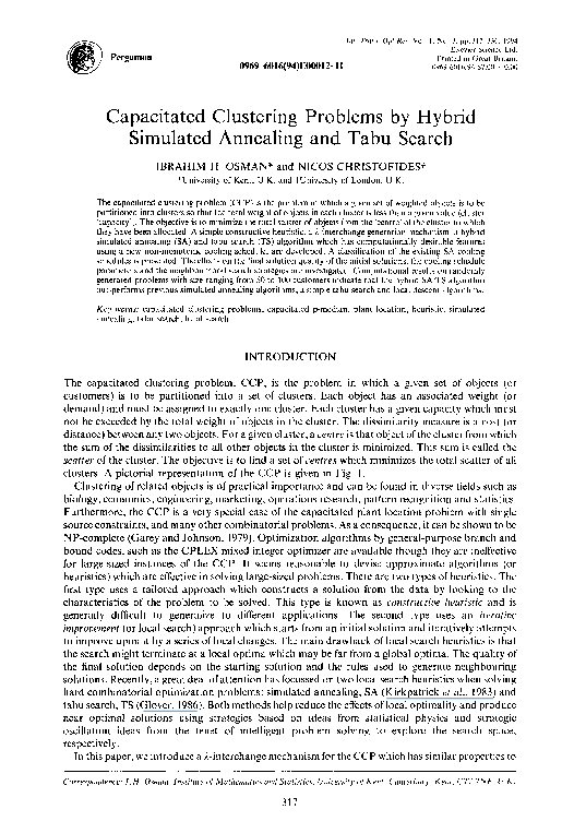 (PDF) Capacitated clustering problems by hybrid simulated annealing and tabu search