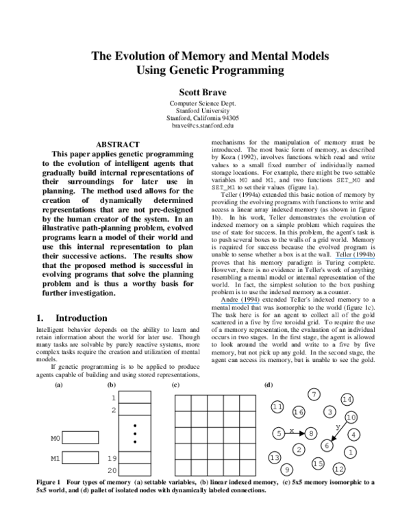 (PDF) The Evolution of Memory and Mental Models Using Genetic Programming
