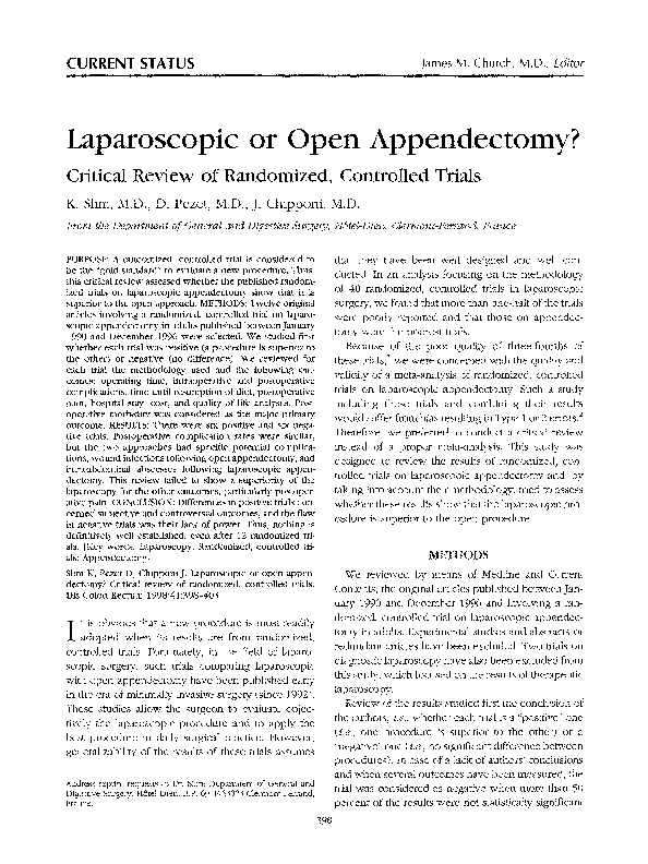 (PDF) Laparoscopic or open appendectomy?