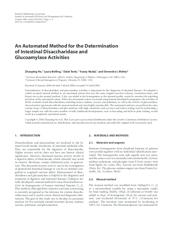 (PDF) An Automated Method for the Determination of Intestinal ...
