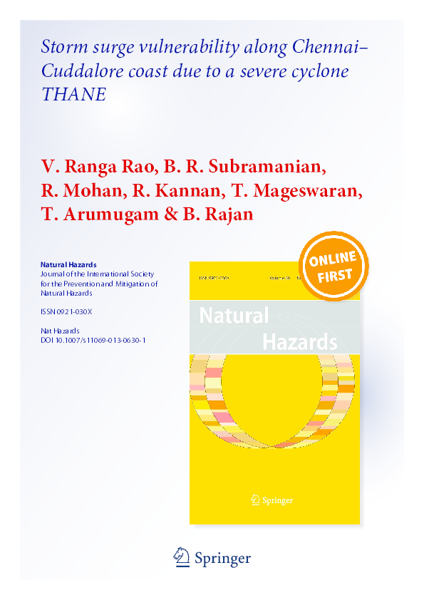 (PDF) Storm surge vulnerability along Chennai– Cuddalore coast due to a ...
