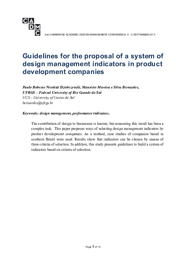 (PDF) Guidelines for the proposal of a system of design management ...