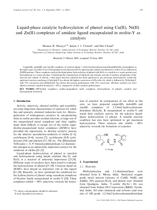 (PDF) Liquid-phase catalytic hydroxylation of phenol using Cu (II), Ni ...