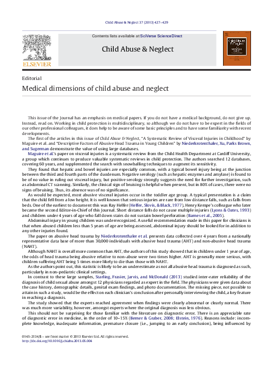 (PDF) Medical dimensions of child abuse and neglect