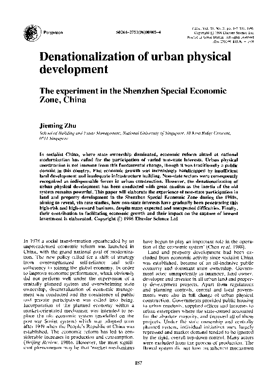 (PDF) Denationalization of urban physical development