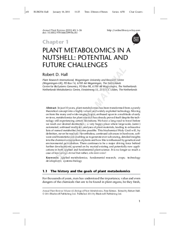 (PDF) Abiotic Stress and Metabolomics