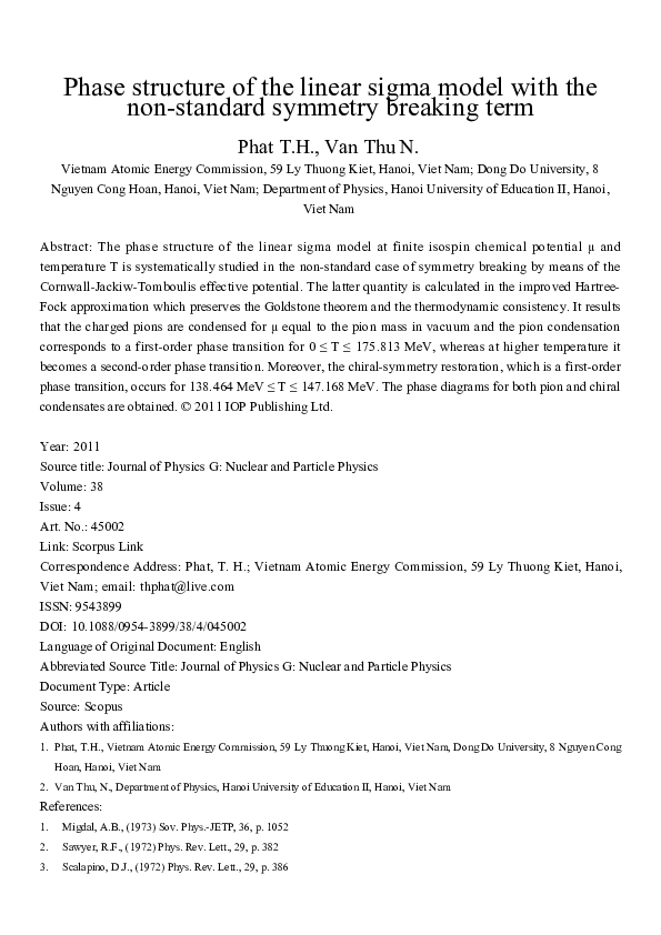 (PDF) Phase structure of the linear sigma model with the non-standard ...