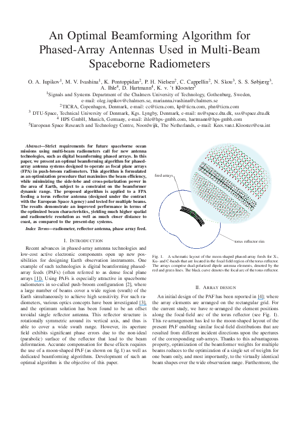 Pdf An Optimal Beamforming Algorithm For Phased Array Antennas Used In Multi Beam Spaceborne