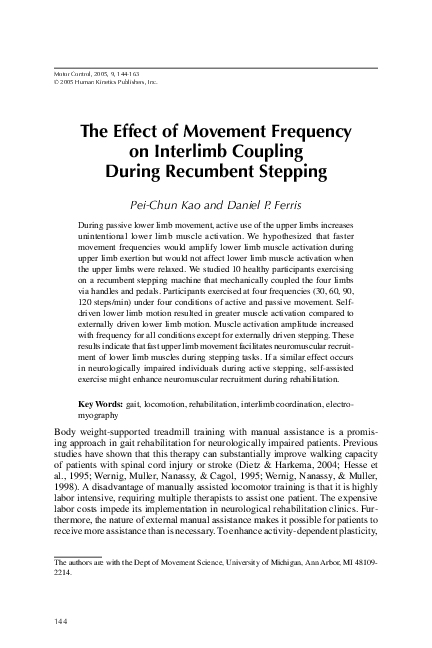 (PDF) The Effect of Movement Frequency on Interlimb Coupling During ...