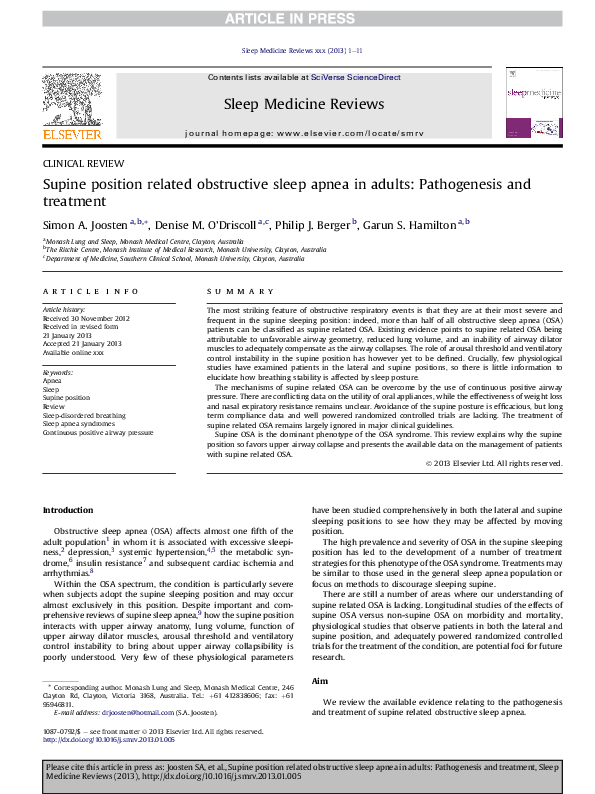 (PDF) Supine position related obstructive sleep apnea in adults ...
