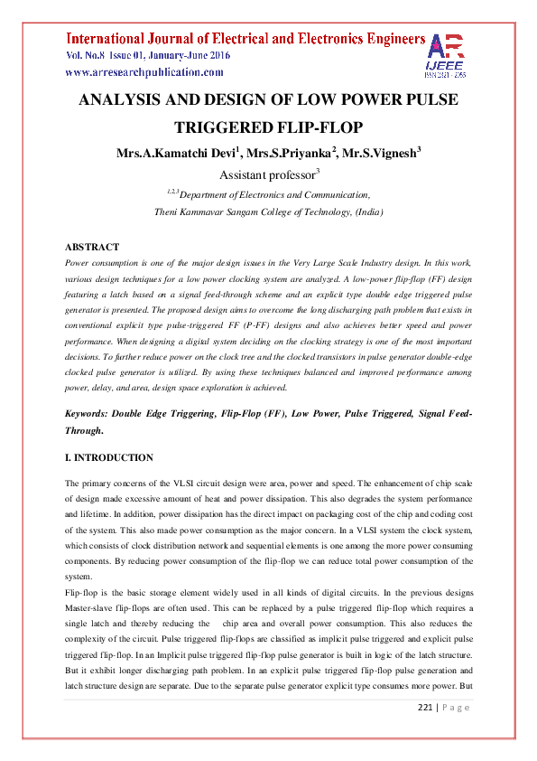 (PDF) ANALYSIS AND DESIGN OF LOW POWER PULSE TRIGGERED FLIP-FLOP