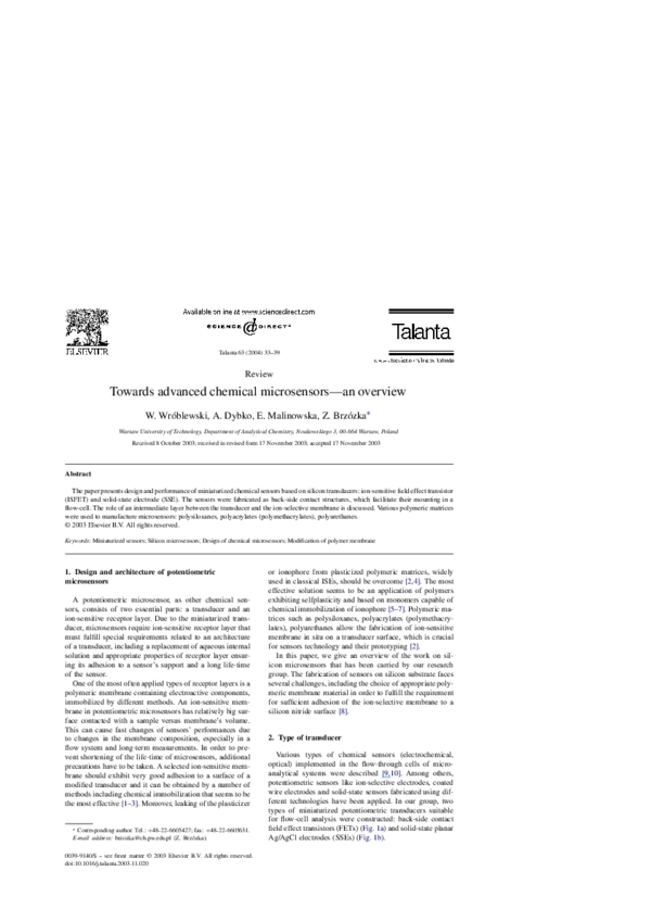 (PDF) Towards advanced chemical microsensors—an overview