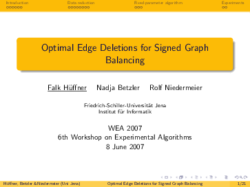 (PDF) Optimal Edge Deletions for Signed Graph Balancing