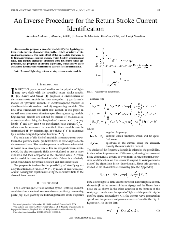 (PDF) Identifying Lightning Return Stroke Currents