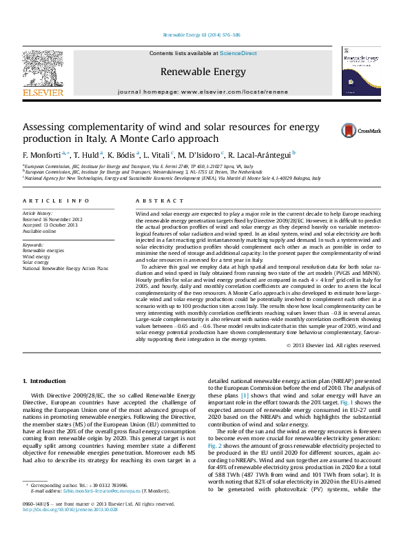 (PDF) Assessing complementarity of wind and solar resources for energy ...