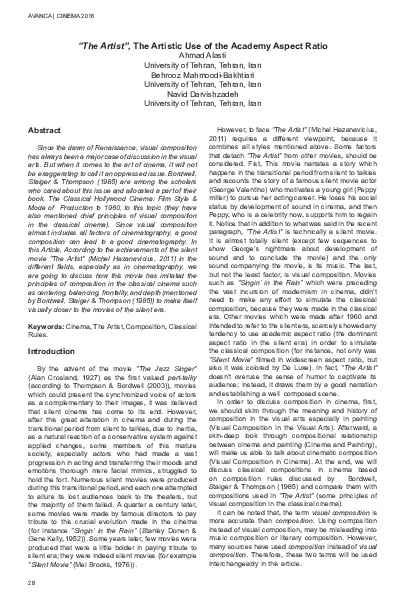 (PDF) " The Artist " , The Artistic Use of the Academy Aspect Ratio