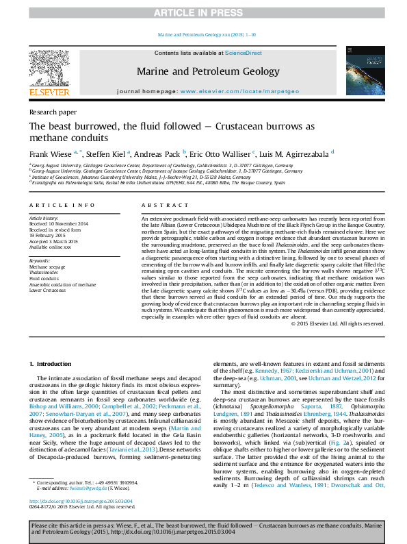(PDF) The beast burrowed, the fluid followed – Crustacean burrows as ...