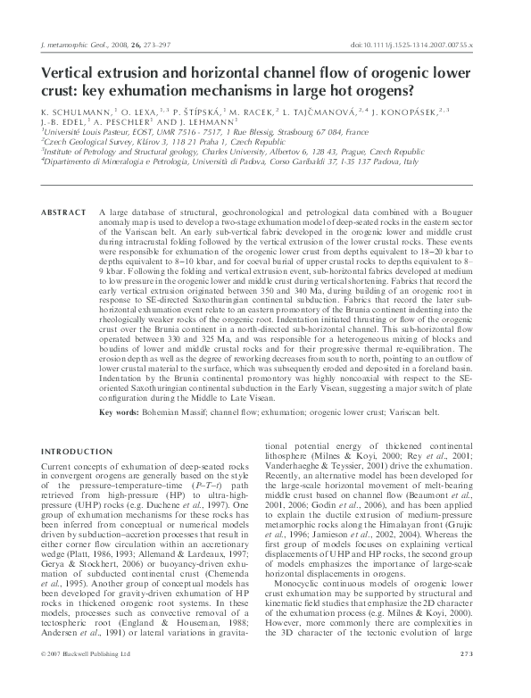 (PDF) Vertical extrusion and horizontal channel flow of orogenic lower ...