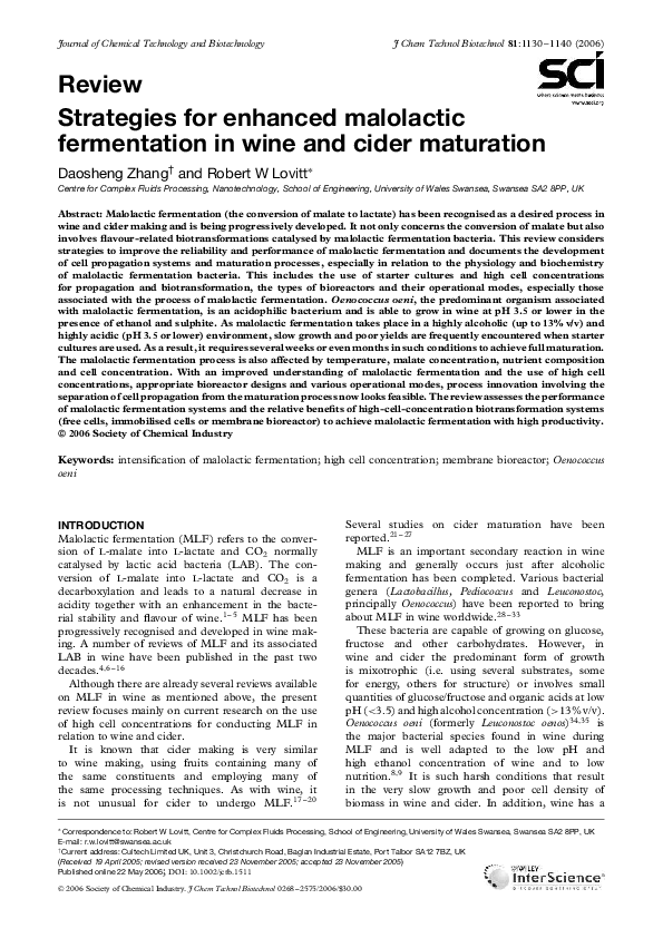 (PDF) Strategies for enhanced malolactic fermentation in wine and cider ...