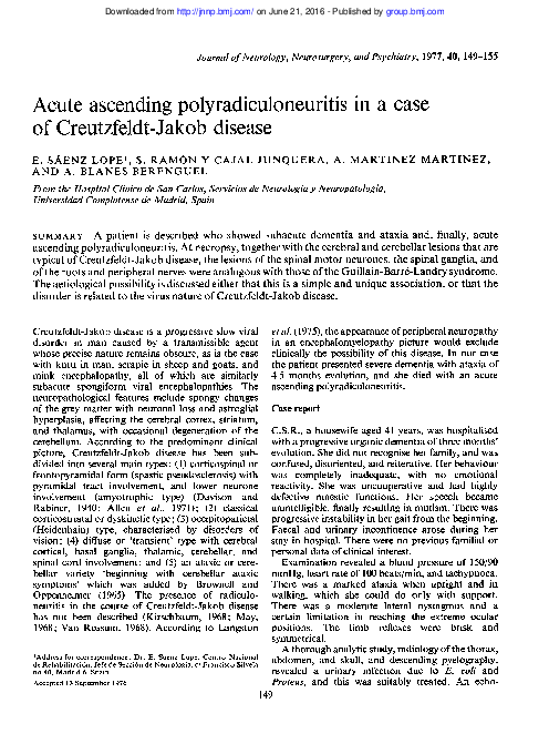 (PDF) Acute ascending polyradiculoneuritis in a case of Creutzfeldt ...