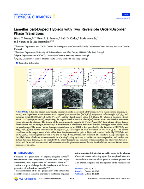 (PDF) Lamellar salt-doped hybrids with two reversible order/disorder phase transitions