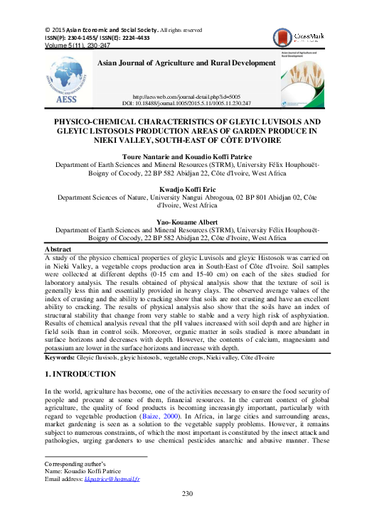 (PDF) PHYSICO-CHEMICAL CHARACTERISTICS OF GLEYIC LUVISOLS AND GLEYIC ...