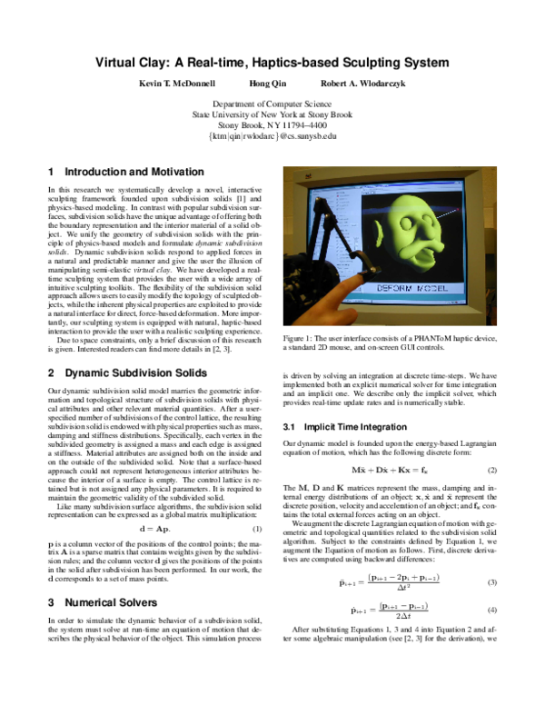 (PDF) Virtual Clay: A Real-time, Haptics-based Sculpting System | Kevin McDonnell - Academia.edu