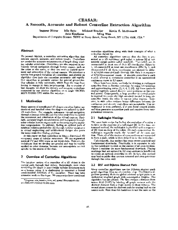(PDF) CEASAR: a smooth, accurate and robust centerline extraction algorithm